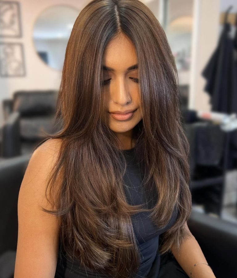 Long Layered Haircuts 2025 with Curtain Bangs and Face Framing Ideas ...