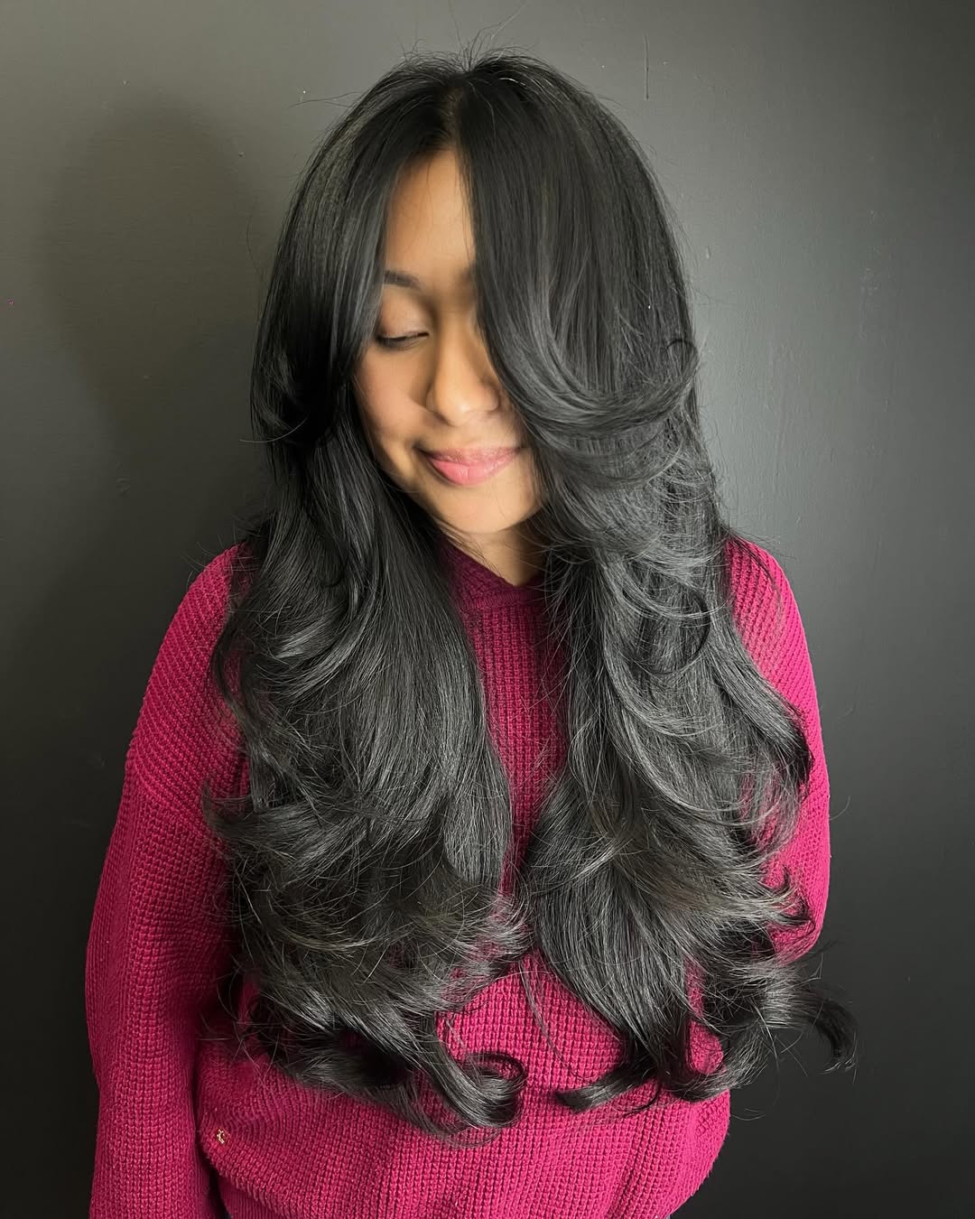 Long Layered Haircuts 2025 with Curtain Bangs and Face Framing Ideas ...