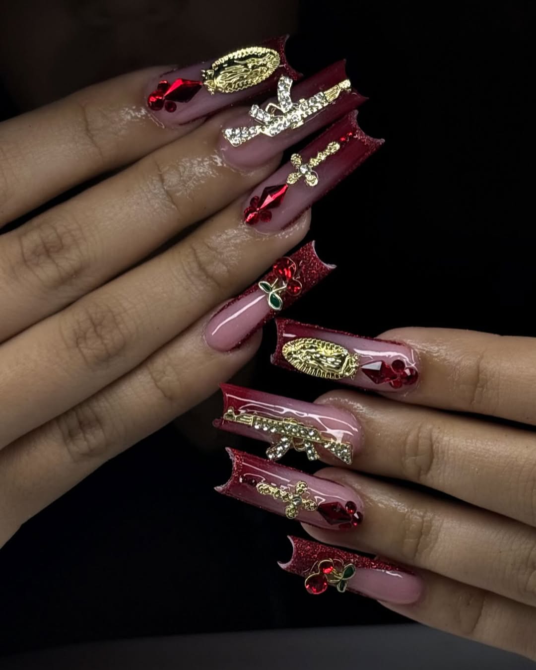 30 Cute Latina Nail Designs 2025 in Pink, Red, and Gold – Baddie Inspo ...