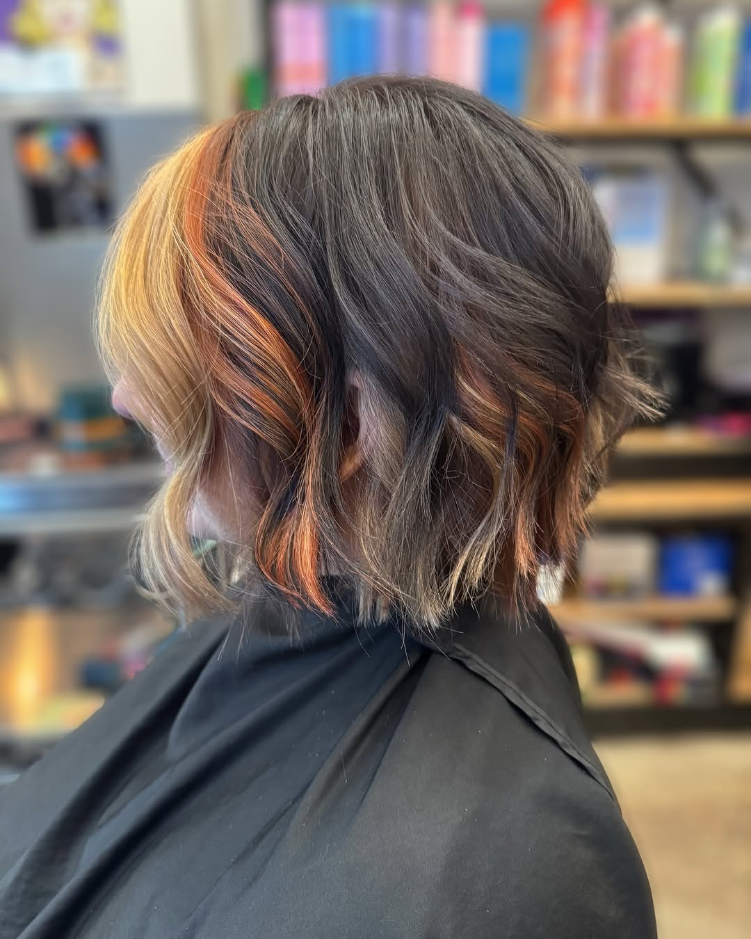 Calico Hair Color Hairstyles 2025 with Chunky Highlights, Bangs, Red ...
