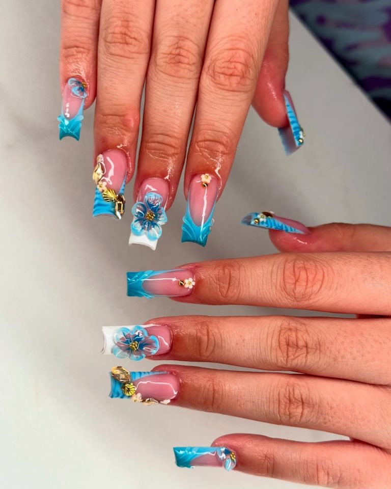 Blue Fall Nails 2025: Cute, Simple, Dark & Acrylic Designs in Square ...