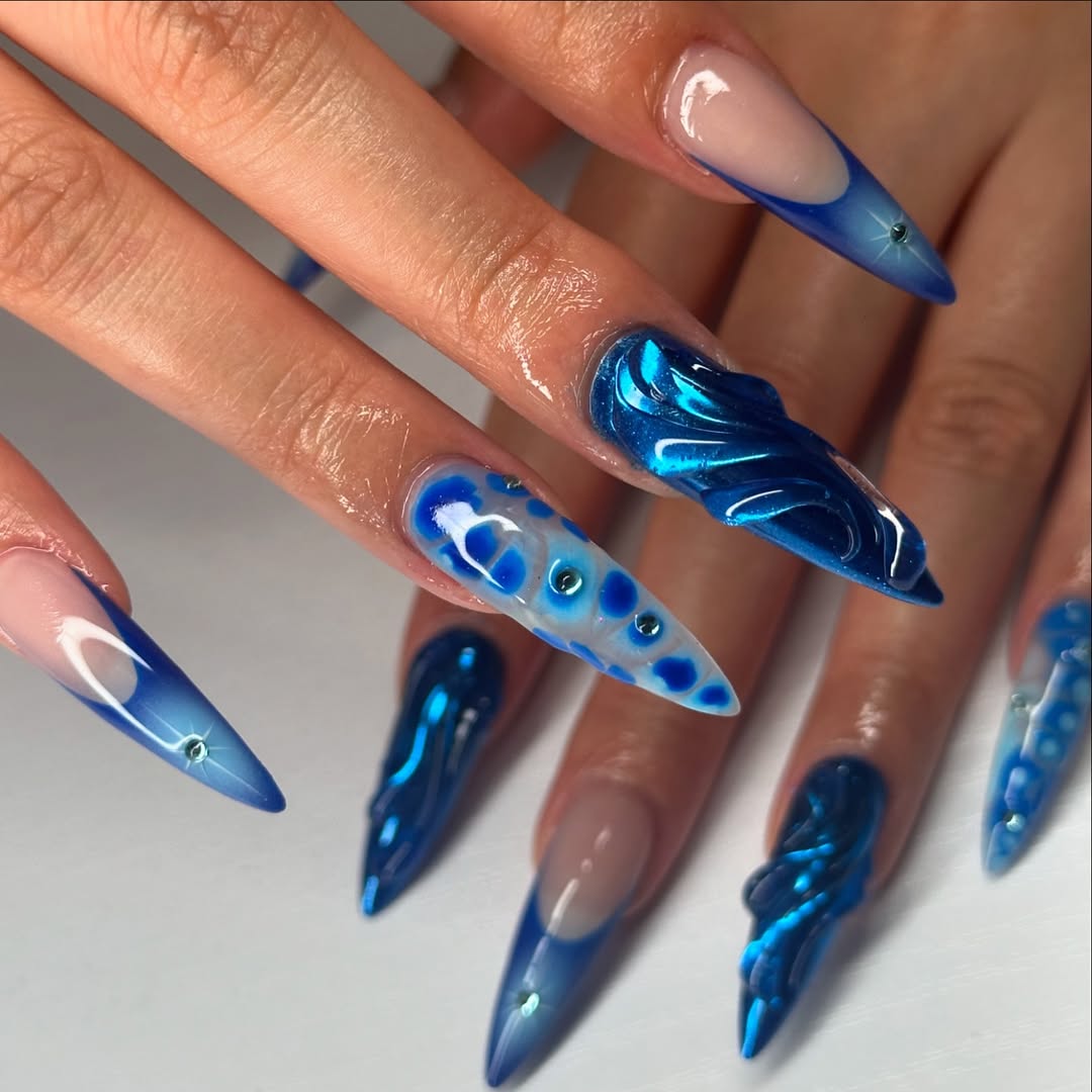 Blue Fall Nails 2025: Cute, Simple, Dark & Acrylic Designs in Square ...