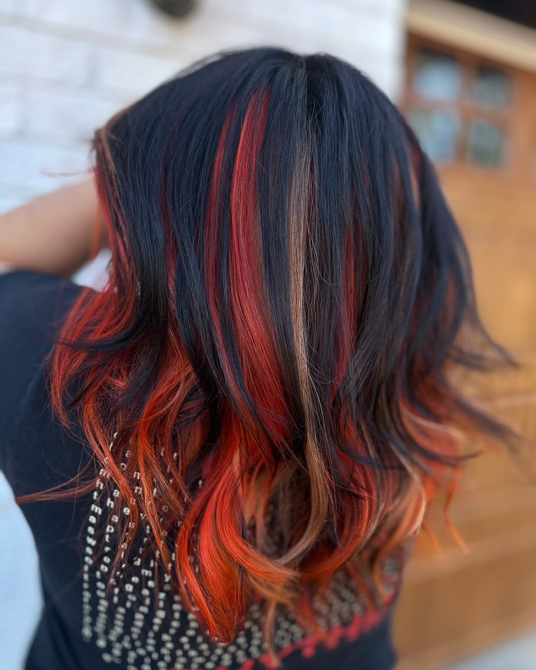 Calico Hair Ideas 2025: Blonde, Brown & Red Panels on Dark Hair Look ...