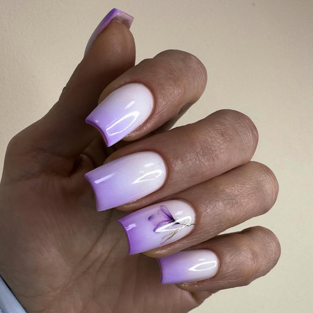 Purple Spring Nails 2026: Light Acrylic Designs, Lavender Florals, Cat ...