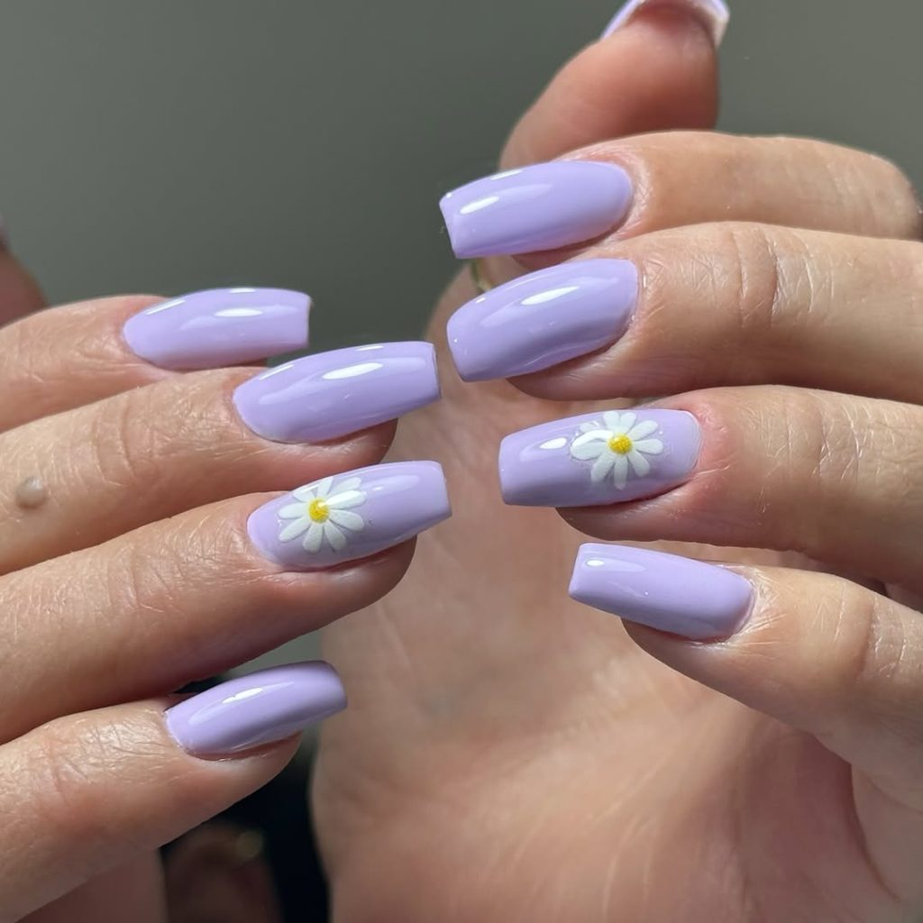 Purple Spring Nails 2026: Light Acrylic Designs, Lavender Florals, Cat ...